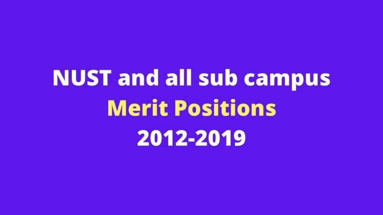 NUST Merit Positions For Previous Years (2012-2019)